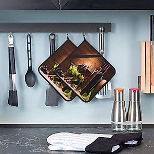 Mount Hour Potholders, Vintage Grapes Baking Pot Holder for Cooking BBQ, 2-Piece Set