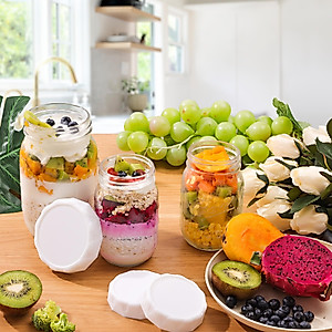 24 Pack Plastic Mason Jar Lids 24 White Wide Mouth with Sealing Rings Mason Jar Lids Fits Ball, Kerr & More Plastic Lids for Mason Jars 86mm Diameter