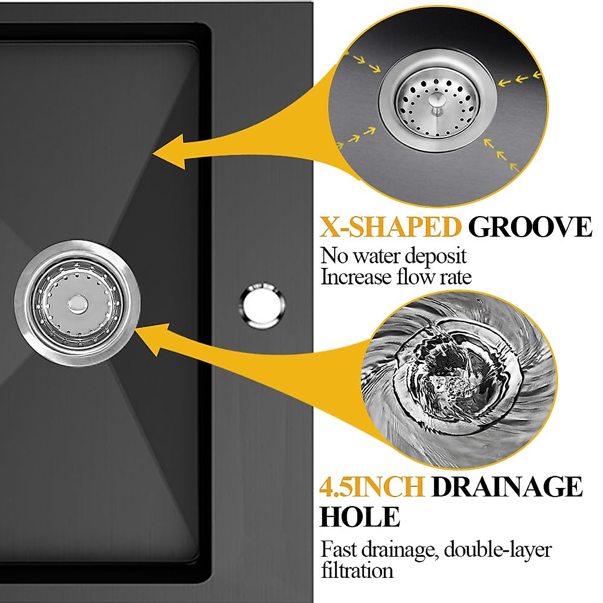 Black Kitchen Sink, Stainless Steel Topmount Bar Sink 15x17x9 Inch Single Bowl Drop In Kitchen Sink Combo-Stainless Steel Sink Grid,Drain Basket,Faucet Mat,Drain Strainer Set for Modern Kitchen Sink