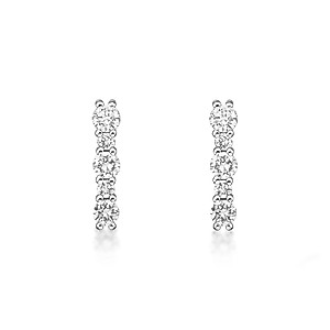 1/4 Carat Lab Grown Diamond Mini Bar Stud Earrings for Women in 10k White Gold (G-H, VS2-SI1, cttw) Post With Friction Back by Lavari Jewelers