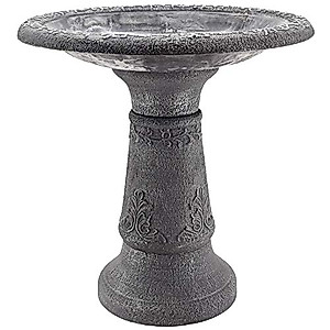 Arcadia Garden Products BB05 Stone Fiberclay Birdbath 19.5x10.25x20.5, Grey