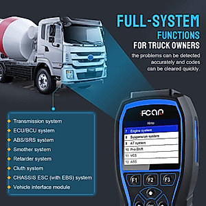 FCAR F506 Heavy Duty Truck Scanner Enhanced HD Diesel Scanner Full-Systems Diagnostic Tool with Engine/ABS/VCS/EBS/SRS/Suspension/Battery/Cluth Transmission Check Trucks & Cars 2 in 1 Codes Reader