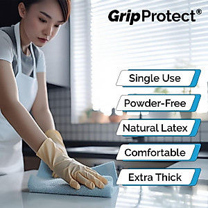 GripProtect Ultra 8 Mil Latex Exam Gloves, Heavy Duty, Medical, Automotive, Industrial, Janitorialt (Small 100)