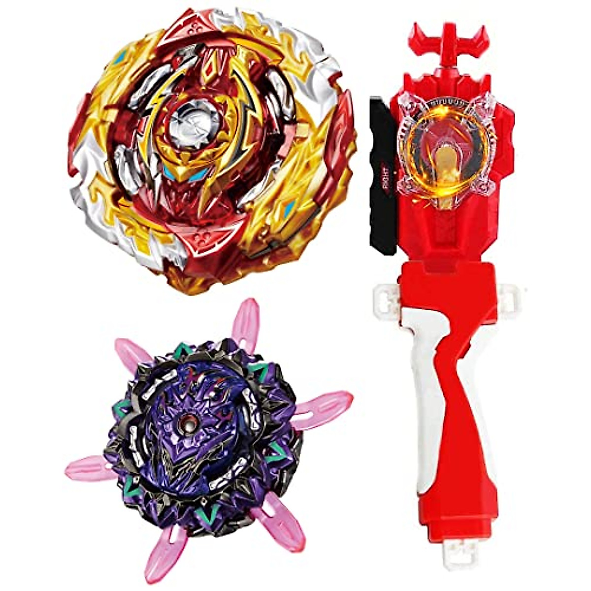 JVNVDS 2-Piece Gyros(B-169 B-172) + 1-Piece Sparking String Launcher Battle Bey Burst Set, Battling Tops, Stickers & Launchers Set, Boys Kids Birthday Party Idea 505