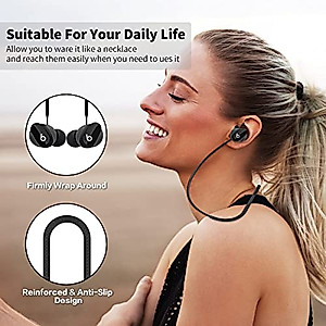 WOFRO Anti-Lost Strap for Beats Studio Buds, Sports Anti-Slip Soft Silicone Lanyard Accessories Compatible with Beats Studio Buds Bluetooth Headphones Neck Rope Cord (Black)