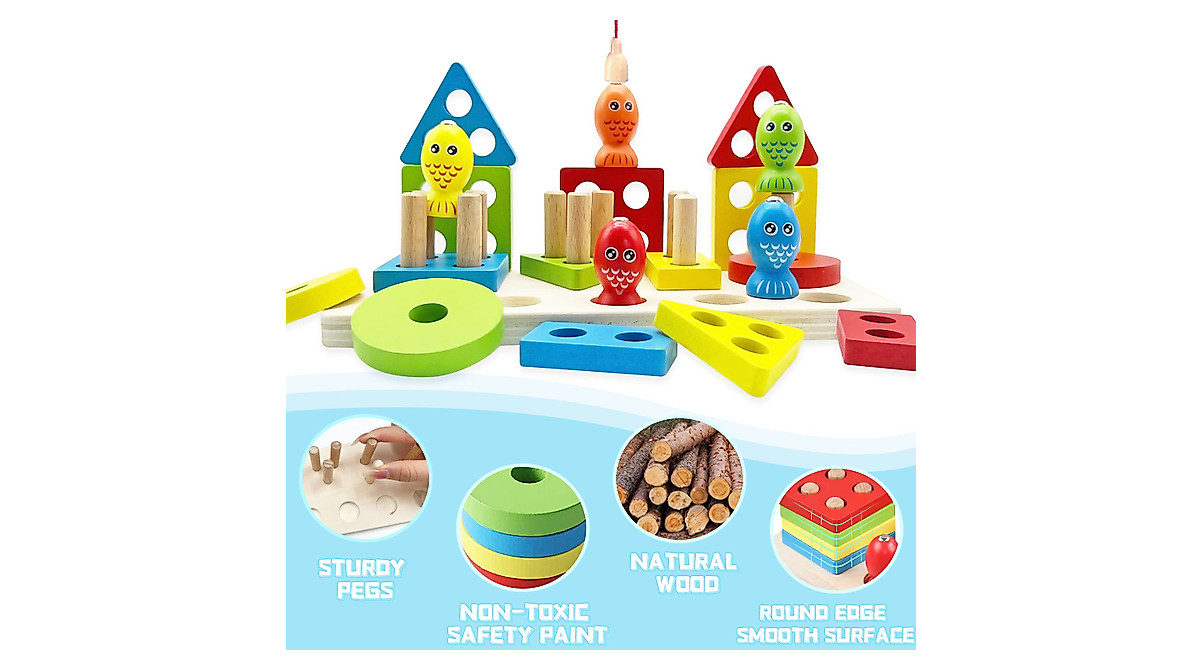 Montessori Wooden Sorting Stacking Toys for Toddlers