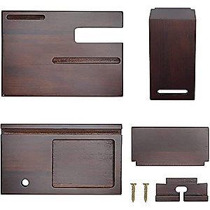 ZORMY Wood Phone Docking Station, Nightstand and Watch Organizer Ash Key Holder Wallet, Wooden Bedside Stand for Cellphone, Ring, Wallet, Pen, Coin for Men Husband Anniversary Dad Birthday