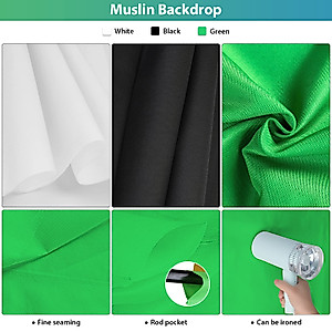 HPUSN 8.5 x 10 ft Background Support System, Photo Video Studio Light Kit 5400K Umbrellas Softbox Continuous Lighting Kit for Photo Studio Product, Portrait and Video Shoot Photography