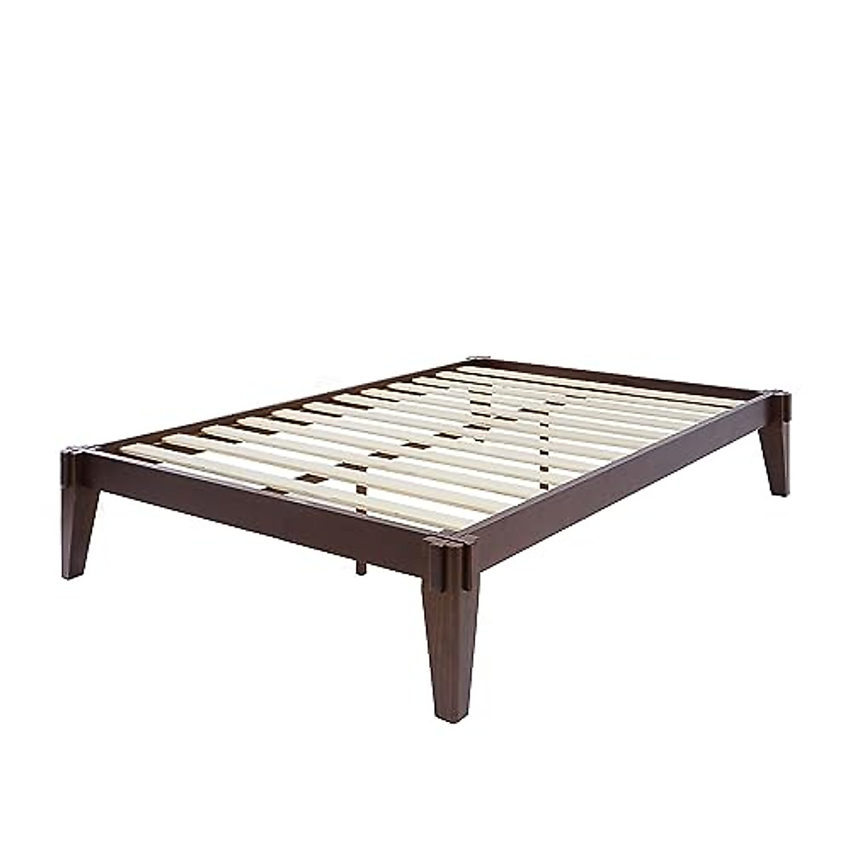 Bme Chalipa 14” Full Size Bed Frame - Wood Platform Bed - Wood Slat Support - No Box Spring Needed - Easy Assembly - Minimalist & Modern Style, Walnut