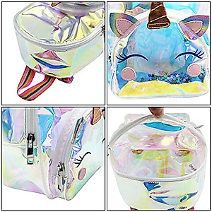 Holographic Clear Unicorn Girl Backpack Purse See-through Casual Daypack Satchel Travel Shoulder Bag