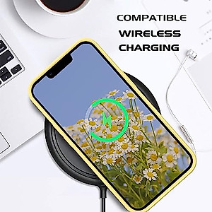 DOMAVER iPhone 13 Mini Case, Phone Case for iPhone 13 Mini Women Girls Liquid Silicone Soft Gel Rubber Microfiber Lining Cushion Cover Slim Smooth Protective-Yellow