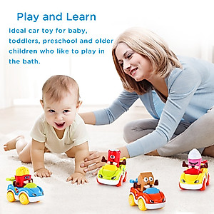 LUKAT Cars Toys for 1 2 3 Year Old Boys and Girls, Push and Go Friction Powered Vehicles Toy Set of 4 Baby Cars