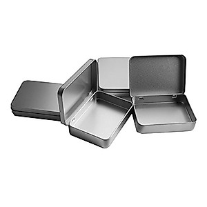 Walkingpround 12 Pack Empty Tin Box Storage Containers Metal Silver Rectangular for Candy Tins Gift Card Holder Box