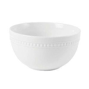 Everyday White by Fitz and Floyd Beaded 26 Ounce Porcelain Soup Cereal Bowls, Set of 4