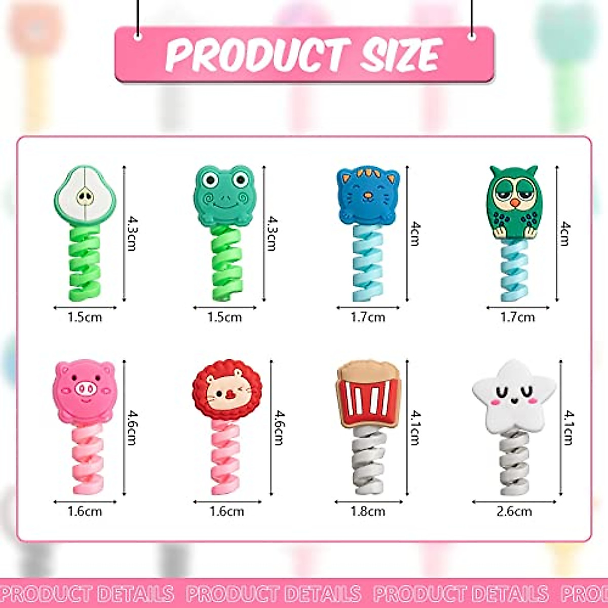32 Pieces Colorful Cartoon Charger Cable Protectors USB Charger Cable Saver Silicone Animal Cable Buddies Flexible Cable Wire Protectors for Most Cellphone Data Lines (Cute Style,2 x 3 cm)