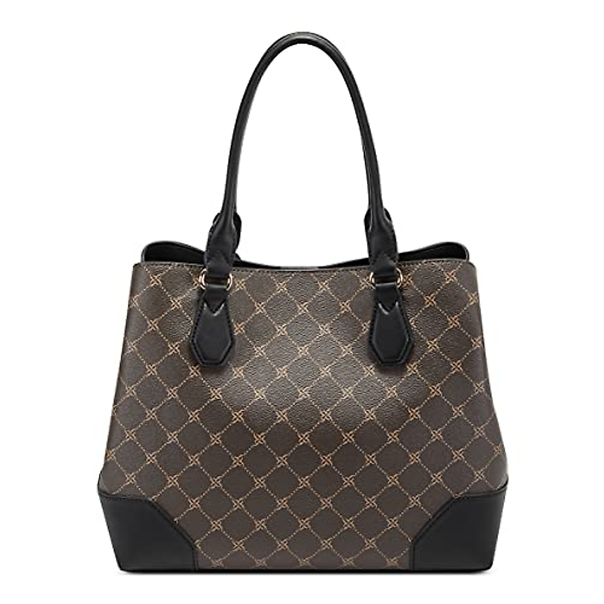 NINE WEST womens Brooklyn Jet Set Carryall SATCHEL, Brown/Black, One Size US