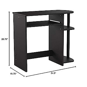 Furinno Simplistic Easy Assembly Computer Desk, With Keyboard Tray, Espresso/Black
