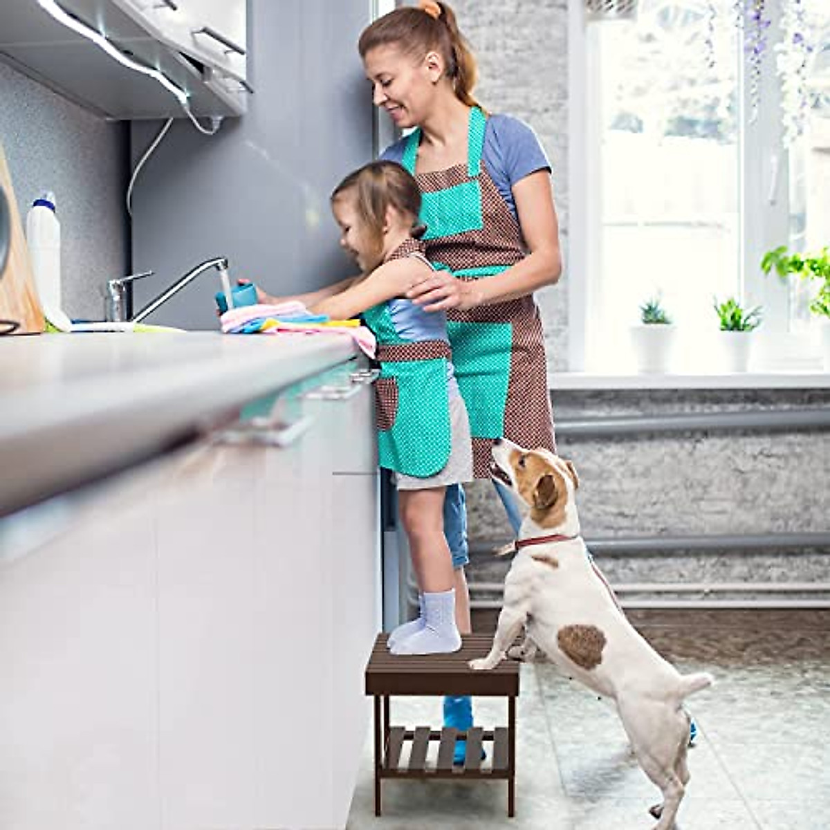 Zhuoyue Wooden Step Stool for Kids Adults Walnut Small Bamboo Wood Shower Foot Rest Stool Shaving Legs for Bathroom Sink Bed Kitchen