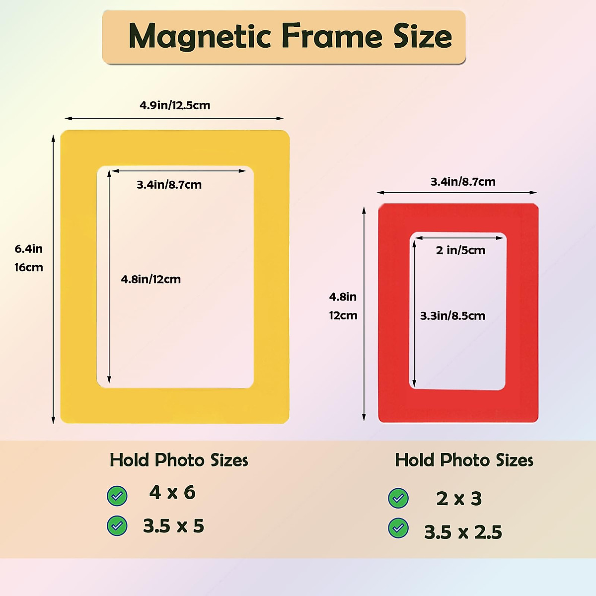 Raxwalker 12 Magnetic Photo Frames Refrigerator Magnets Holds 4x6 3.5x5 2.5x3.5 Inches Picture for Home Office School Lock Storage(Colorful)