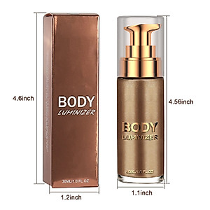 Body Luminizer, Highlighter Makeup Waterproof Moisturizing Glow Illuminator Liquid Foundation for Face & Body,Smooth Body Shimmer Lotion(#03 Glistening Bronze）