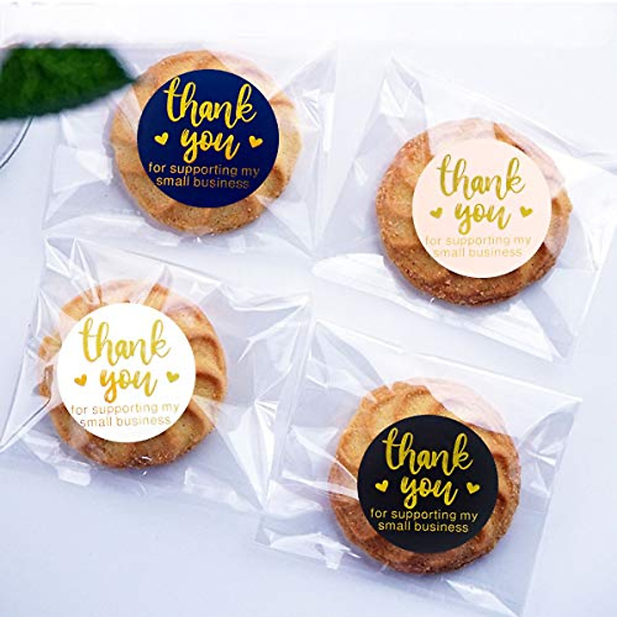 Thank You Stickers, 1.5" Multiple Color Golden Font Design Thank You Stickers, 500 Labels Each Roll
