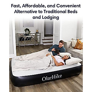 OlarHike Queen Air Mattress with Built in Pump,Inflatable Blow Up Airbed with Storage Bag,13" High Speed Inflation Black, Camping Accessories, Travel and Guests & Indoor
