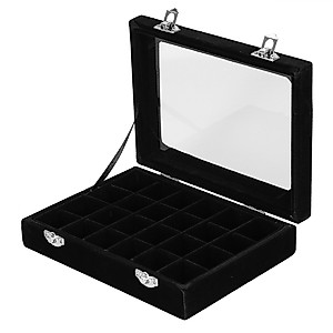 24 Grids Blank Nail Art Decorations Jewelry Rings Rhinestone Gemstone Beads Storage Box(Black)