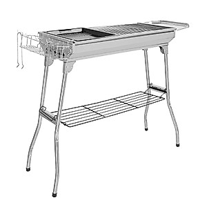 Compact and Foldable Stainless Steel Grill for Camping and Tailgating - Portable Charcoal BBQ Smoker with Removable Grate and Ash Adjustable Air Vents - Outdoor Cooking Made Easy