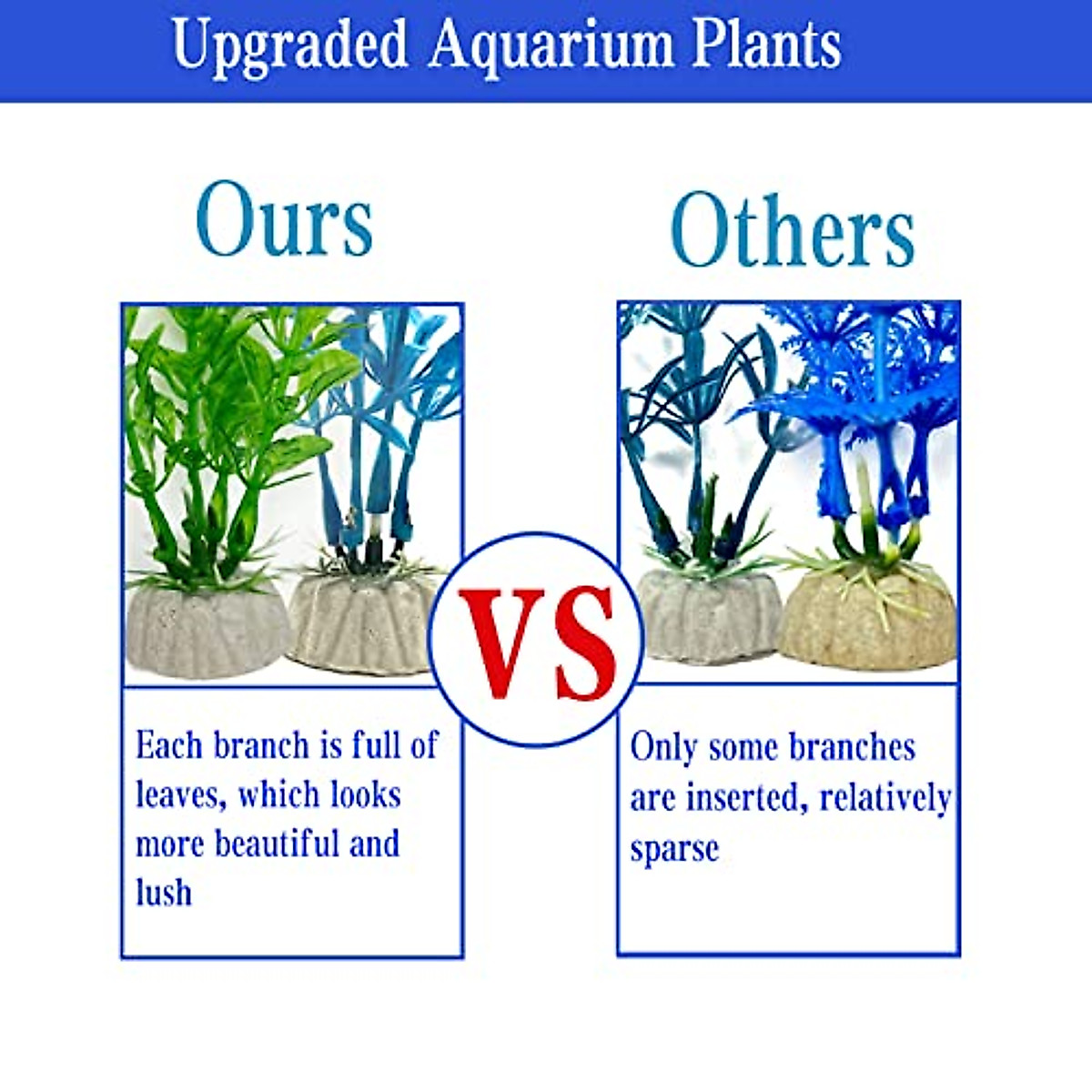 BKDMZZMY Fish Tank Plants, 12PCS Aquarium Plants with Extend Fish Tank Net Artificial Fish Tank Decorations Fish Tank Realistic Plastic Accessories Safe for Fish, Aquarium Plastic Decor Plants