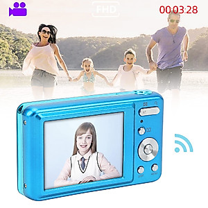 Portable Digital Camera, 48MP HD Digital Camera with 2.7in Screen and 8X Zoom, Vlogging Camera for Children Beginners, Supports 32GB Storage Expansion (Blue)