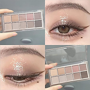Erinde 10 Colors Eyeshadow Palette, Matte Taupe Gray Eye Shadow Makeup, Ultra-Blendable, Pigmented, Long Lasting, Neutral Nude Naked Eye Make Up Pallet with Brush, Suitable for Older Women, Cement