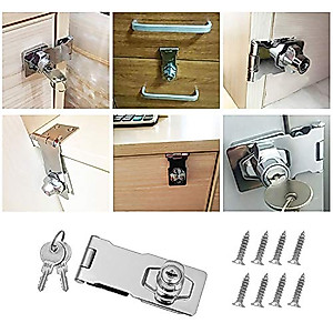 4 Pack Keyed Hasp Latch Locks, 4 Inch Twist Knob Keyed Locking Hasp, Stainless Steel Catch Latch Safety Lock with Keys, Safety Hasp Latches Keyed Different for Small Doors, Cabinets, Drawer, Boxes