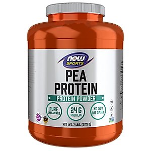 NOW Sports Nutrition, Pea Protein 24 g, Fast Absorbing, Unflavored Powder, 7-Pound