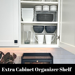 Evelots 2 Pack Kitchen/Bathroom/Pantry/Freezer/Office Extra Shelf-Cabinet Organizer-Double Space-Sturdy Metal-Scratch Resistant PE Plastic Coating-Plastic Feet-White