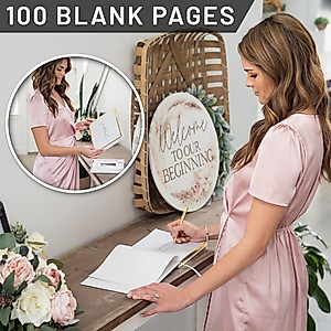 Wedding Guest Book - 8" x 10" Keepsake Guest Book for Party, Anniversary, Retirement, Graduation Sign-in & Photos with 2 Multi-Colored Photo Sticker Sheets, Golden Pen and Bookmark