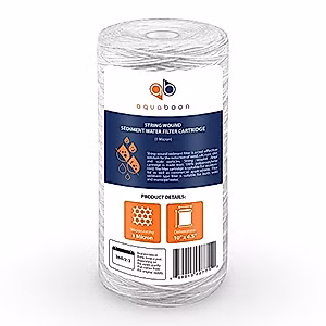 Aquaboon 1 Micron 10" x 4.5" String Wound Sediment Water Filter Cartridge | Whole House Sediment Filtration | Compatible with 84637, WPX5BB97P, PC10, 355214-45, 355215-45, WP10BB97P WP5BB97P 1-Pack