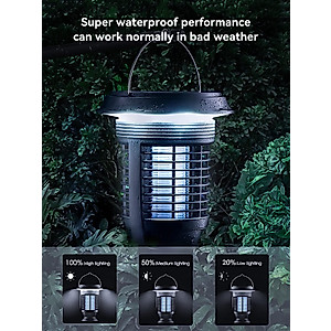 Bug Zapper Outdoor, Lmoorn Solar Mosquito Zapper Self-Cleaning Mosquito Trap Outdoor for Mosquito, Moth, Wasp, Insect Killer, Fruit Flies, Gnats USB Electric Catcher & Killer