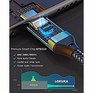 LOKUKA USB C to Dual 3.5mm Female Headphone Splitter, Type C to AUX TRRS 2-in-1 Audio Adapter with Hi-Res DAC Chip, for USB-C Smartphone, Laptop, Pad to Two Headphones, Speakers, TRRS Microphones