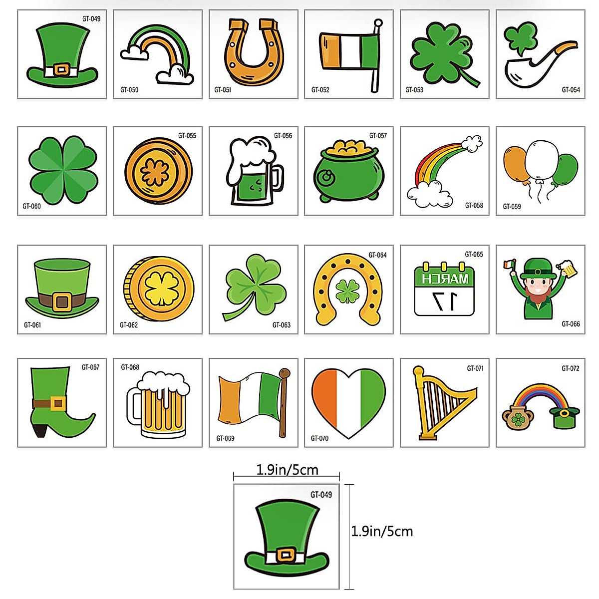 Mocossmy St Patrick's Day Temporary Tattoos Stickers,24 Sheets Glow in the Dark Shamrock Irish Flag Pots of Gold Luminous Tattoos for St Patrick's Day Parade Spring Party Favor Supplies Decoration