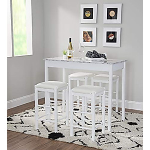Linon White 3 Piece Faux Marble Tavern Set