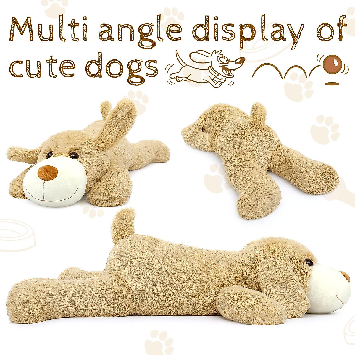 BENINY Giant Dog Puppy Stuffed Animal 32", Cute Big Stuffed Dog Body Pillow for Kids, Large Stuffed Animals Dogs Plush Toy Gift