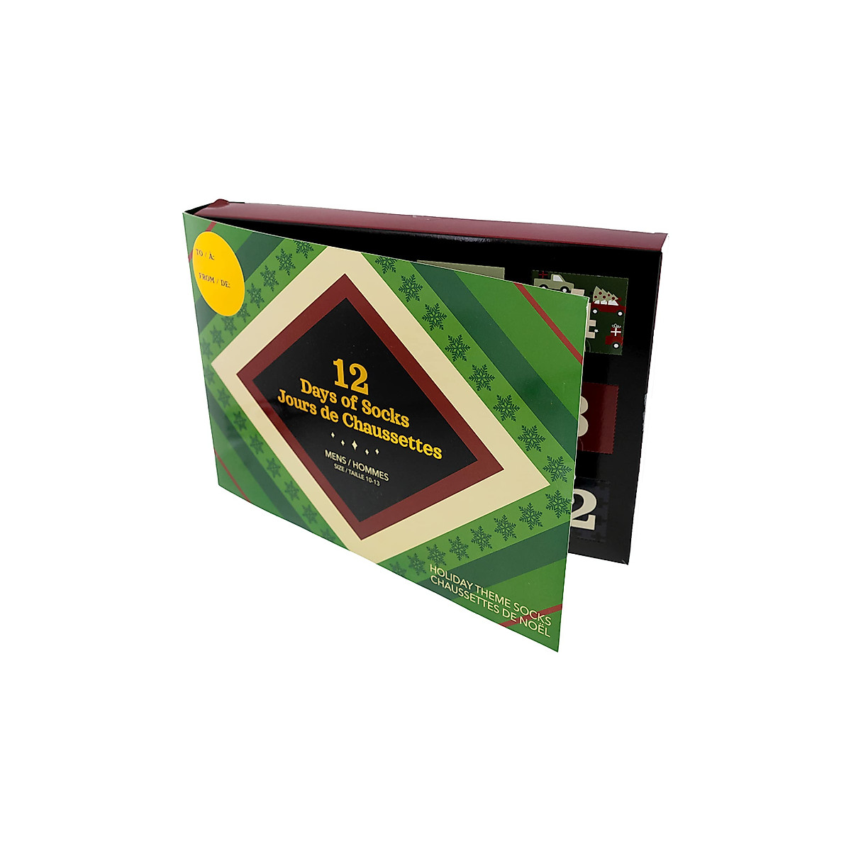 Gertex Mens Premium Christmas Holiday Sock Advent Calendar | 12 Days of Socks | Sock Size 10-13 | Includes 12 Crew Socks