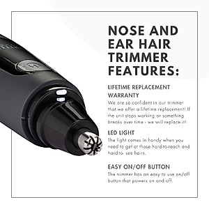 ToiletTree Products Water Resistant Nose and Ear Hair Trimmer with LED Light