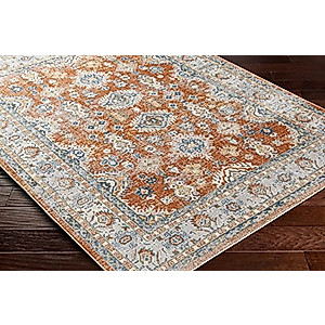 Mark&Day Washable Rugs, 8x10 Emporia Traditional Burnt Orange Area Rug, Orange Blue Beige Carpet for Living Room, Bedroom or Kitchen (7'10" x 10'2", Machine Washable)