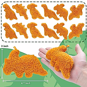 12 Pcs Dino Nugget Plush Keychain Party Favors - Mini Plush Pillow Charm Keyring for Party Supplies, Soft Stuffed Dinosaur Toy for Girls and boys, Birthday Gift, Carnival Prizes, Goodie Bag Fillers