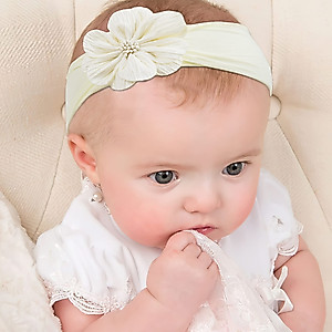 CellElection 12PCS Baby Flower Headbands Handmade Flower Hair Bow Knotted Soft Nylon Hairbands Turban Head Wrap Hair Accessories for Baby Girls Newborns Toddlers Infants