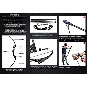 Monleap Archery 51" Takedown Recurve Bow and Arrows Set for Adults Metal Riser Longbow Kit Right Hand Straight Bow for Beginner Hunting Shooting Practice 30 40 50lb (50lb, Black)