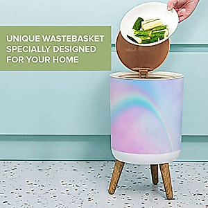 Small Trash Can with Lid Boho Rainbow fantasy magical landscape on sky abstract big volume texture Garbage Bin Round Waste Bin Press Cover Dog Proof Wastebasket for Kitchen Bathroom Living Room 1.8 Gallon