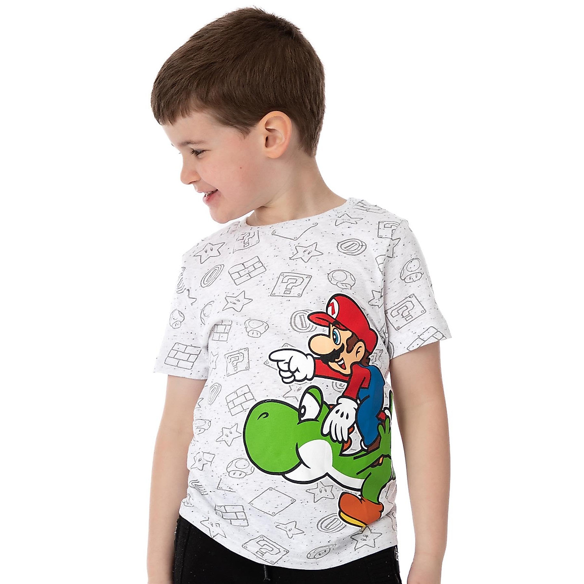 Super Mario Nintendo and Yoshi Boy's Kids Grey Character T-Shirt Top 9-10 Years