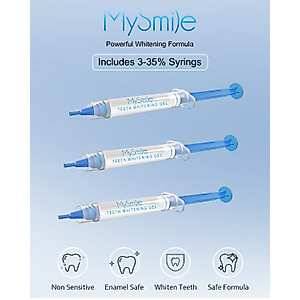 MySmile Teeth Whitening Light,3 Non-Sensitive Teeth Whitening Gel Refill Pack,10 Minute Treatment Teeth Whitening Products,28x Powerful Blue LED Light for Whitening Teeth